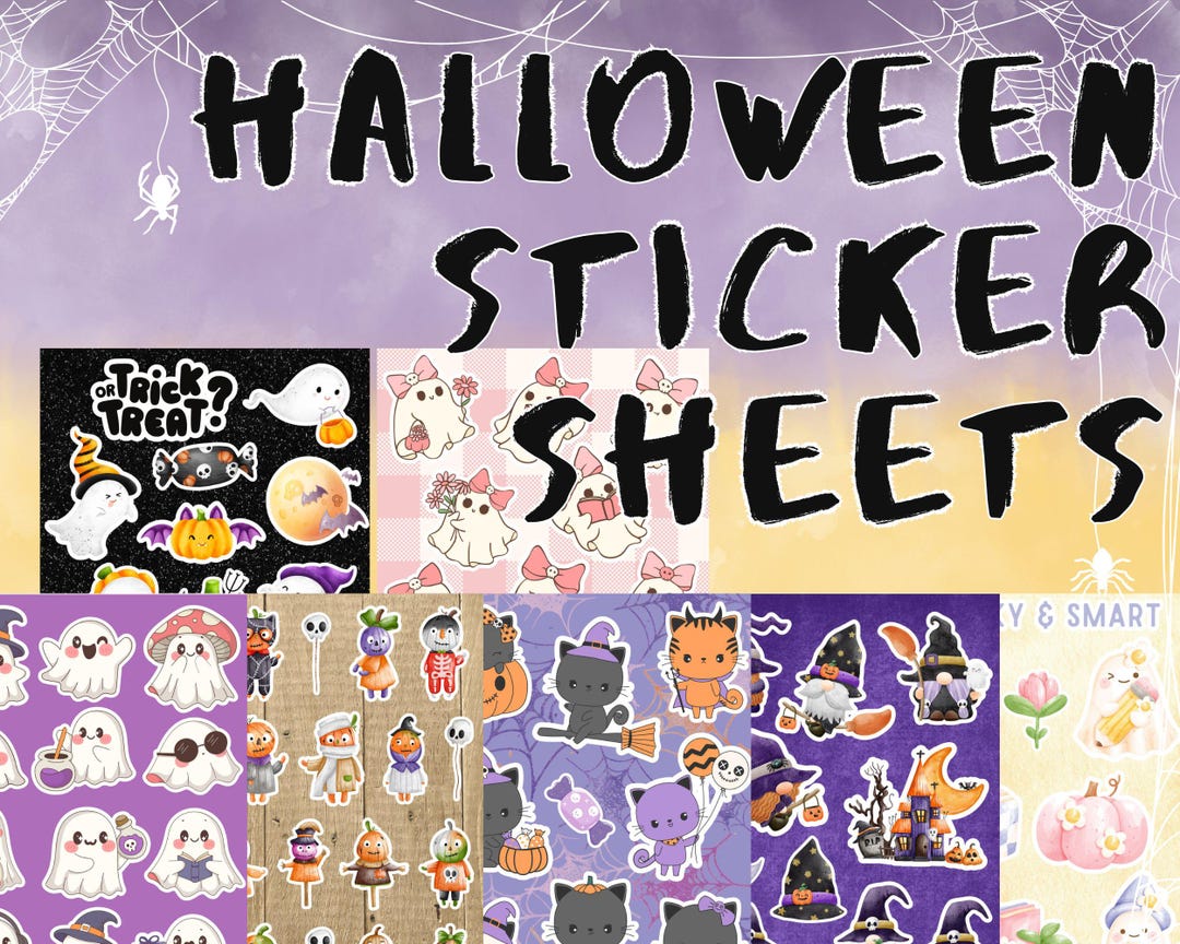 Halloween Sticker Sheets, Spooky Cute Sticker Sets, Waterproof Stickers ...