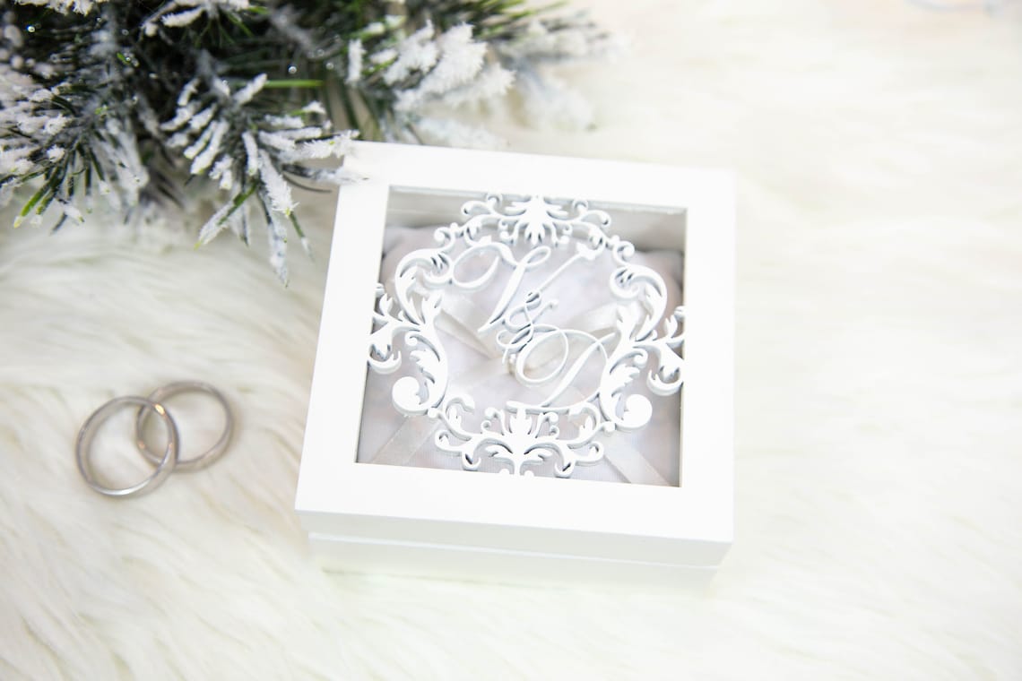 Personalized White Wood Box Engagement Ring Box Ring Bearer | Etsy