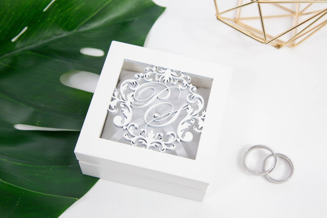 Personalized White Wood Box Engagement Ring Box, Ring Bearer Box ...