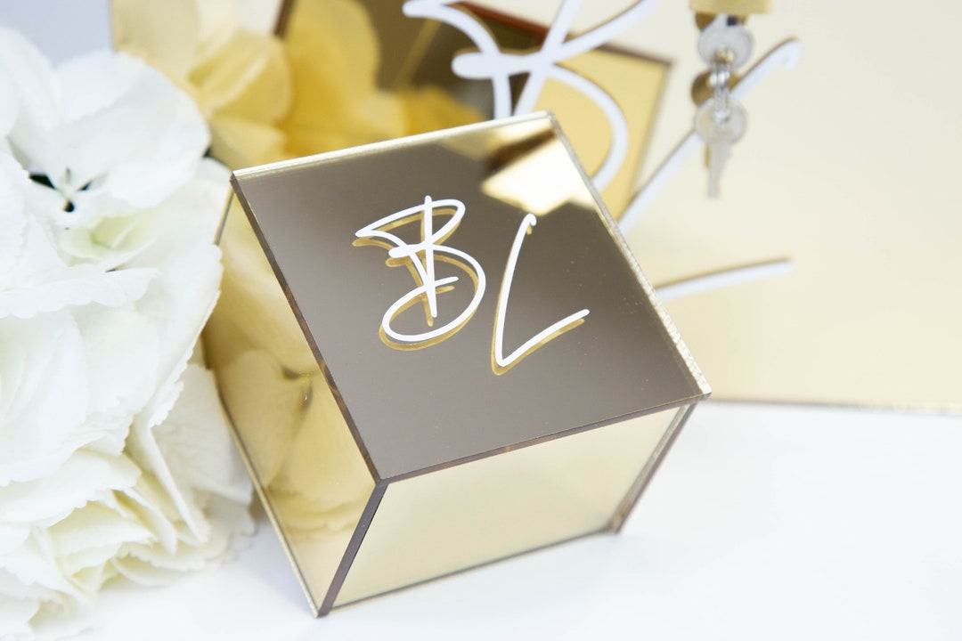 Modern Gold Acrylic Mirror Ring Box: Wedding Engagement Ring Holder - Etsy