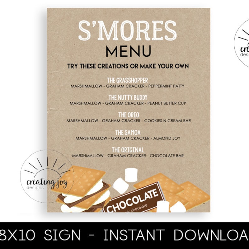 Smores Menu - Etsy