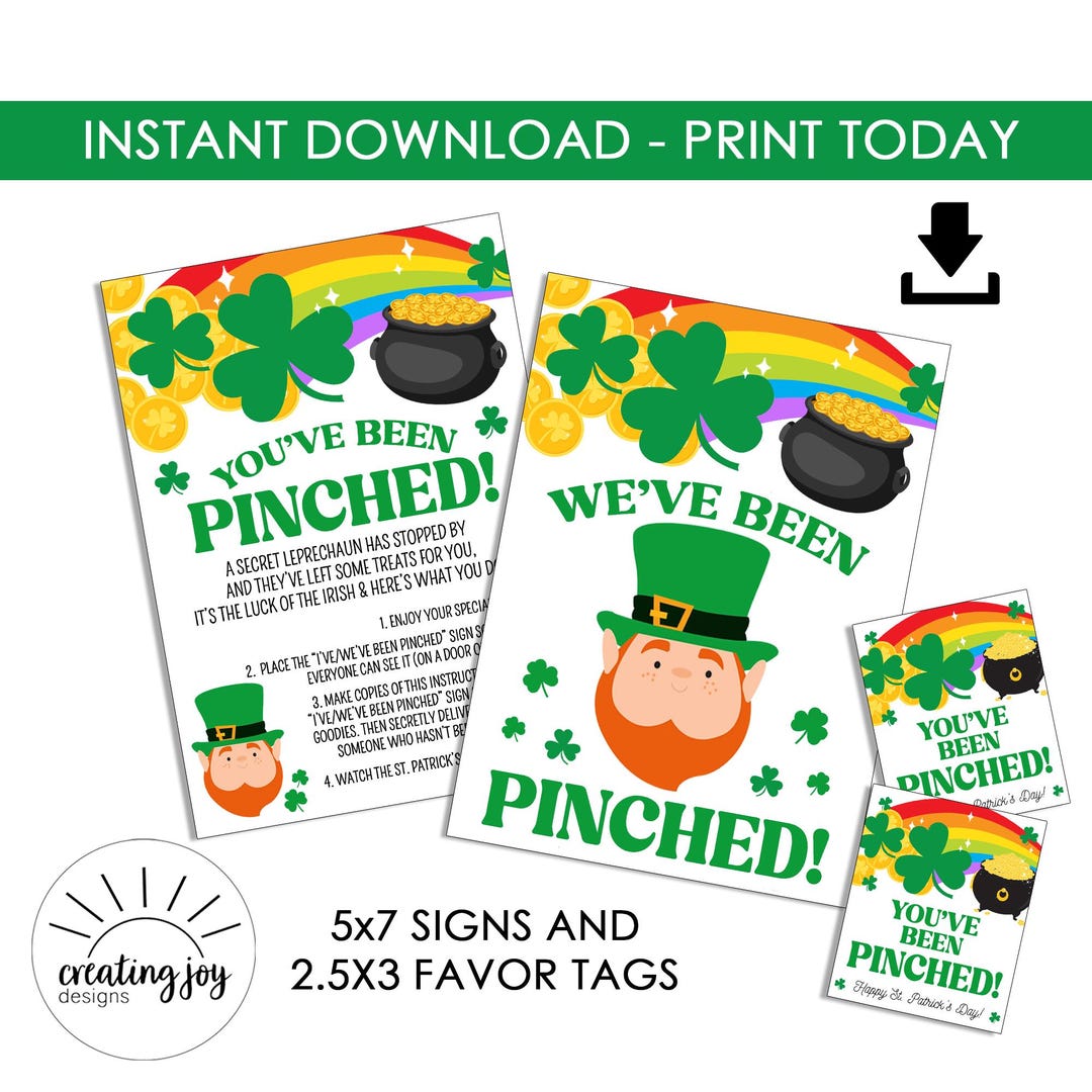 You've Been Pinched Digital Instant Download Printable St Patricks Day ...