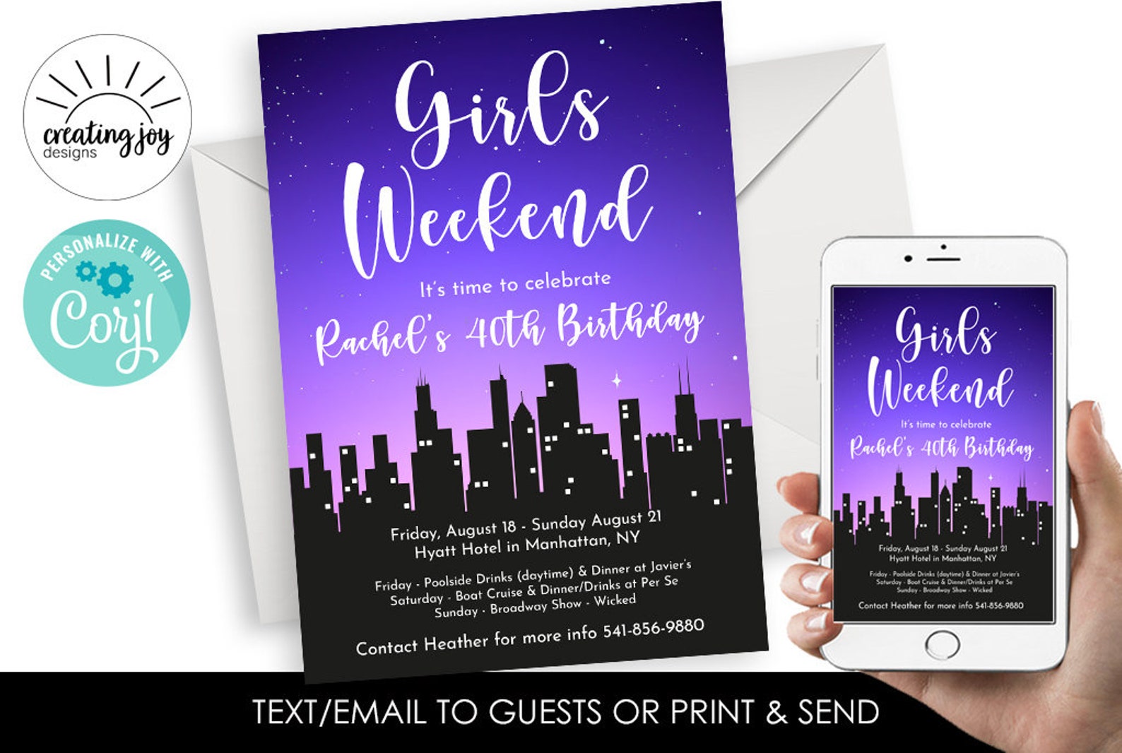 Editable Girls Weekend Invitation Birthday Invite Night Sky - Etsy