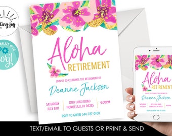 Editable Aloha Retirement Invite Invitation Digital Wood - Etsy
