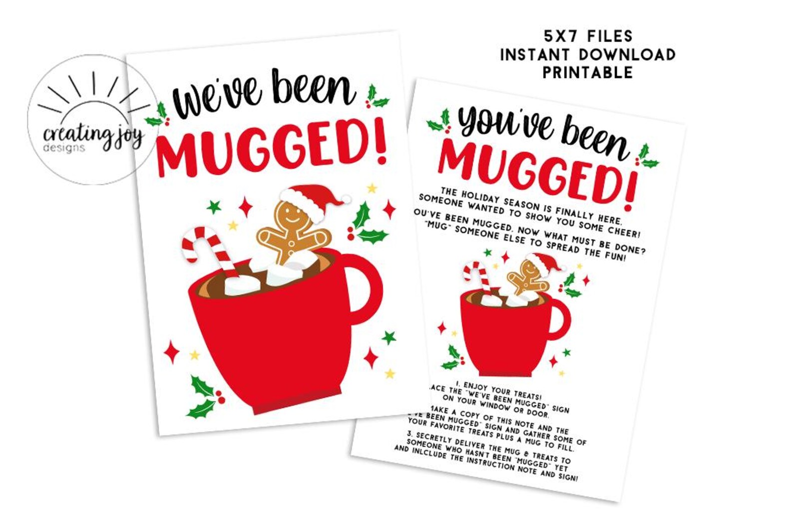 You've Been Mugged Printable Christmas Holiday Digital Instant Download ...