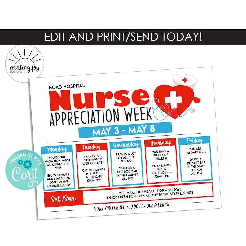 Nurses Appreciation Nurses Week Appreciation Flyer Digital Template ...