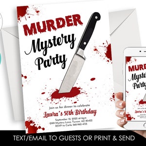 Editable Murder Mystery Party Invitation Digital 5x7 Invite Halloween ...