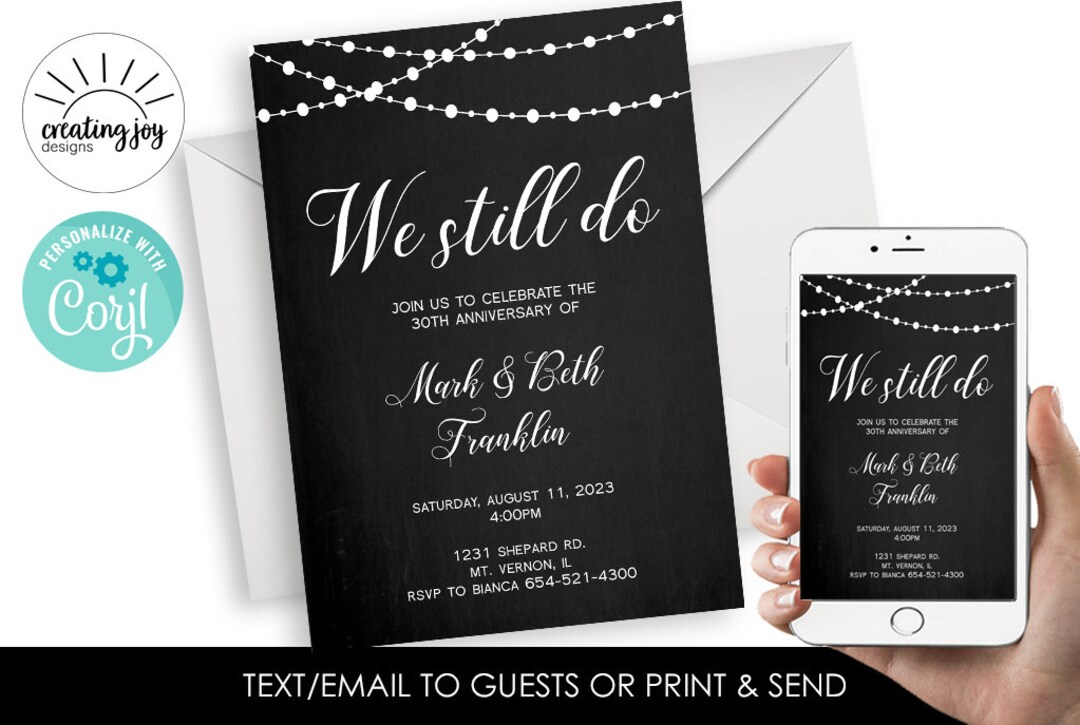Editable We Still Do Invitation Anniversary Invite 5x7 Digital ...