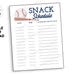 Printable Baseball Snack Schedule Sign up Sheet Digital 8.5x11 Tball ...