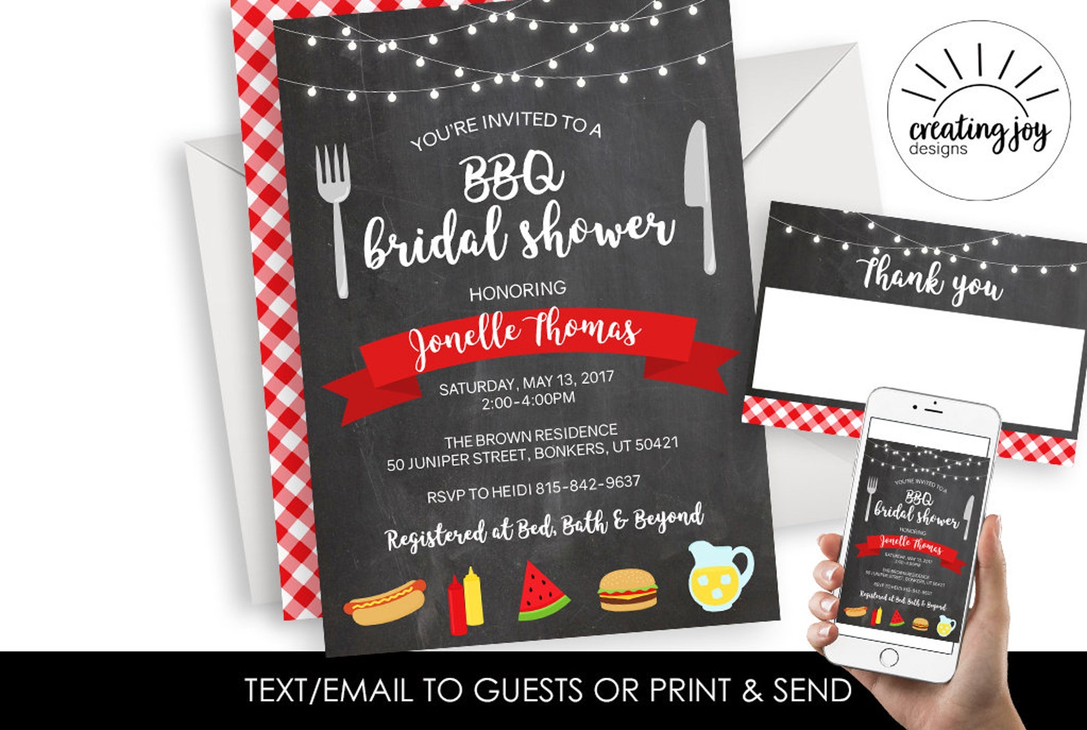 BBQ Bridal Shower Invitation Invite 5x7 Digital Summertime - Etsy