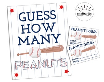 Guess How Many Peanuts Game - Baseball Baby Shower Peanut Guessing Game ...