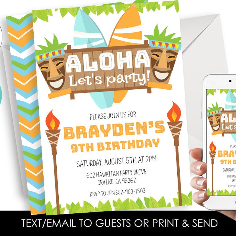 Tiki Invitations - Etsy