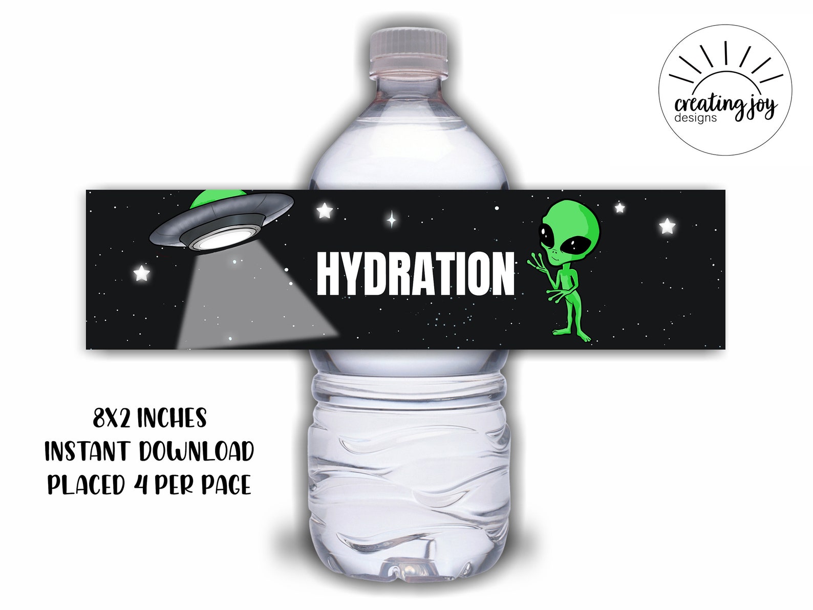 Alien Birthday Water Bottle Labels Digital 8x2 Instant - Etsy