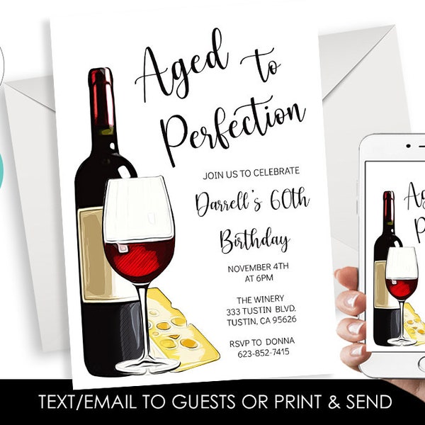 Wine Birthday Invitations - Etsy