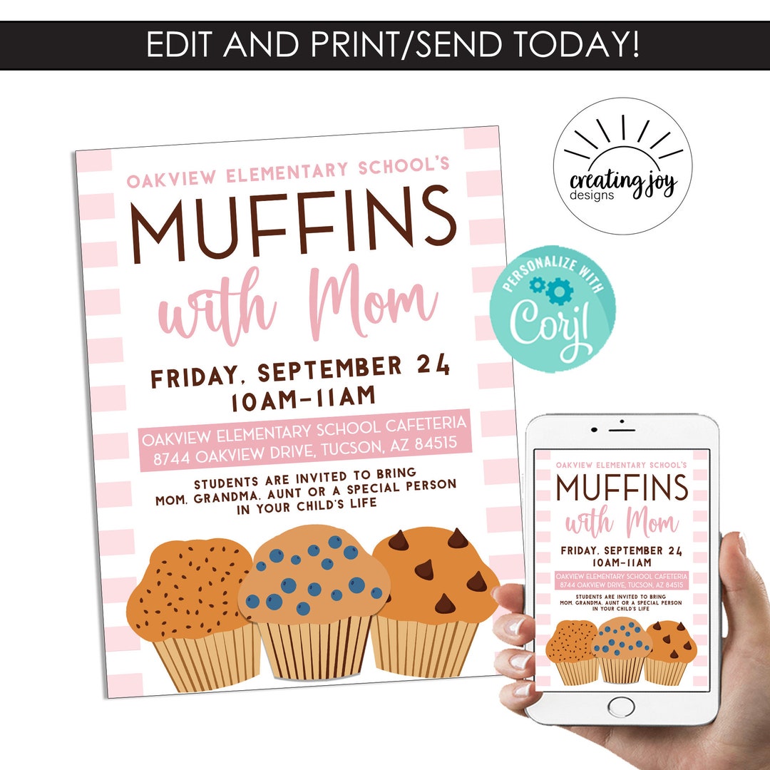 Editable Muffins With Mom Flyer Template Digital 8.5x11 Printable ...