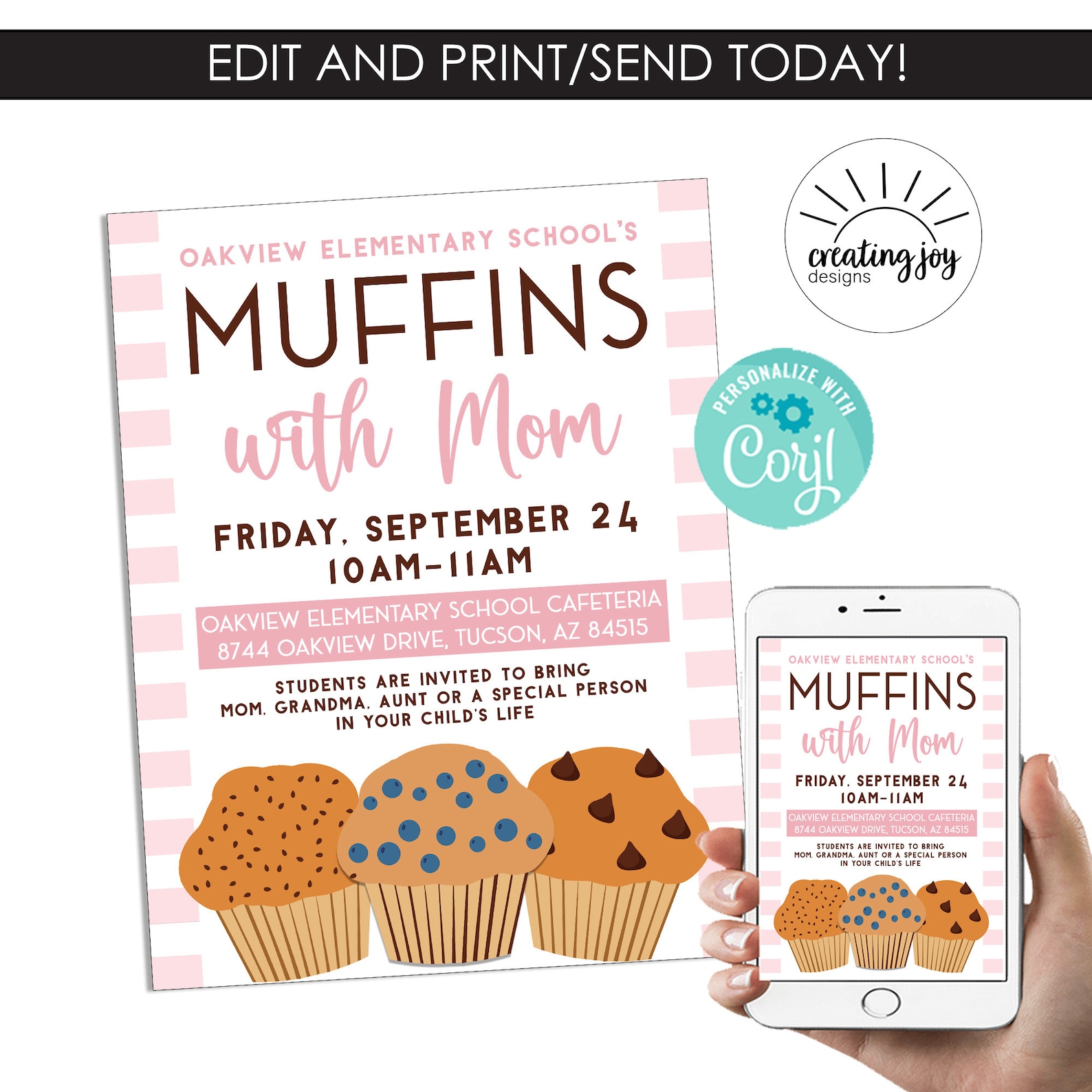 Editable Muffins With Mom Flyer Template Digital 8.5x11 Printable ...