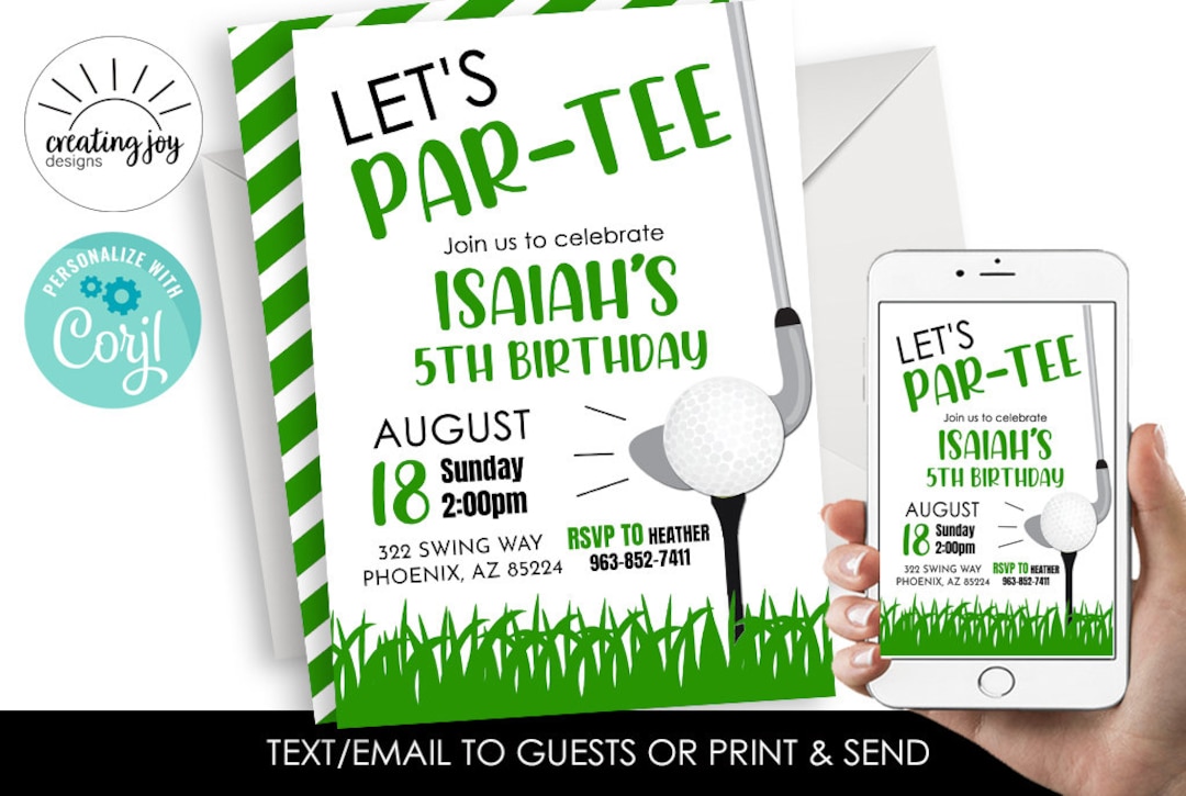 Editable Golf Birthday Invitation Invite Digital 5x7 Birthday Party ...