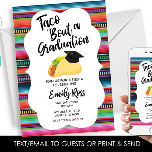 Taco Bout a Graduation Invitation Fiesta Graduation Party - Etsy