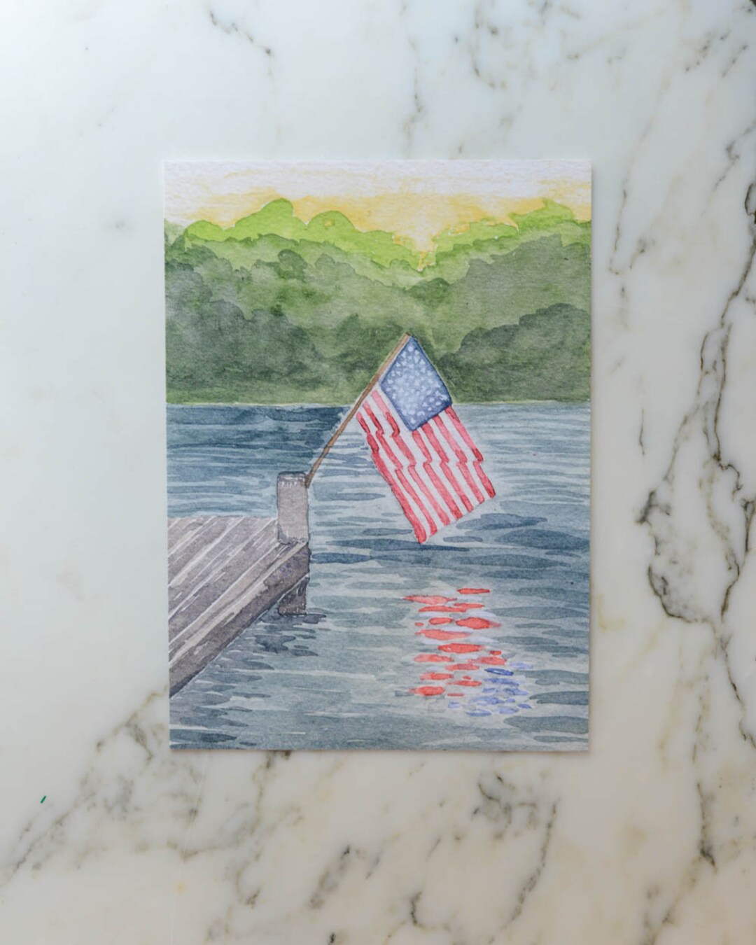 July 4th Reflections | Watercolor Print Artwork | 100% Cotton Rag Paper ...