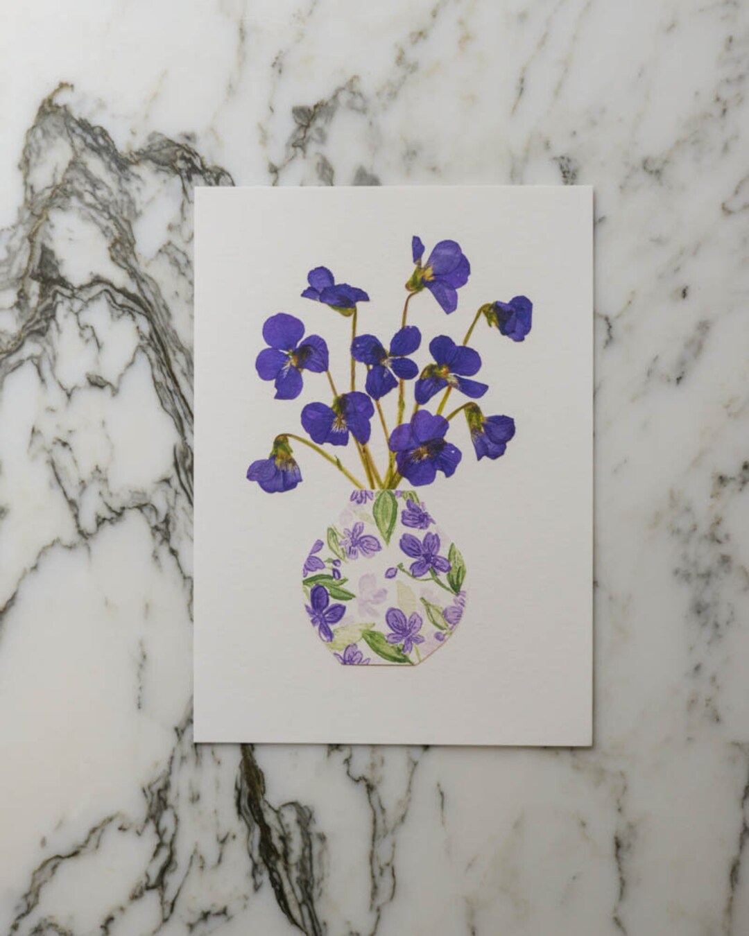 Little Flower Joys Violet Print Reproduction Artwork of Pressed Flowers ...