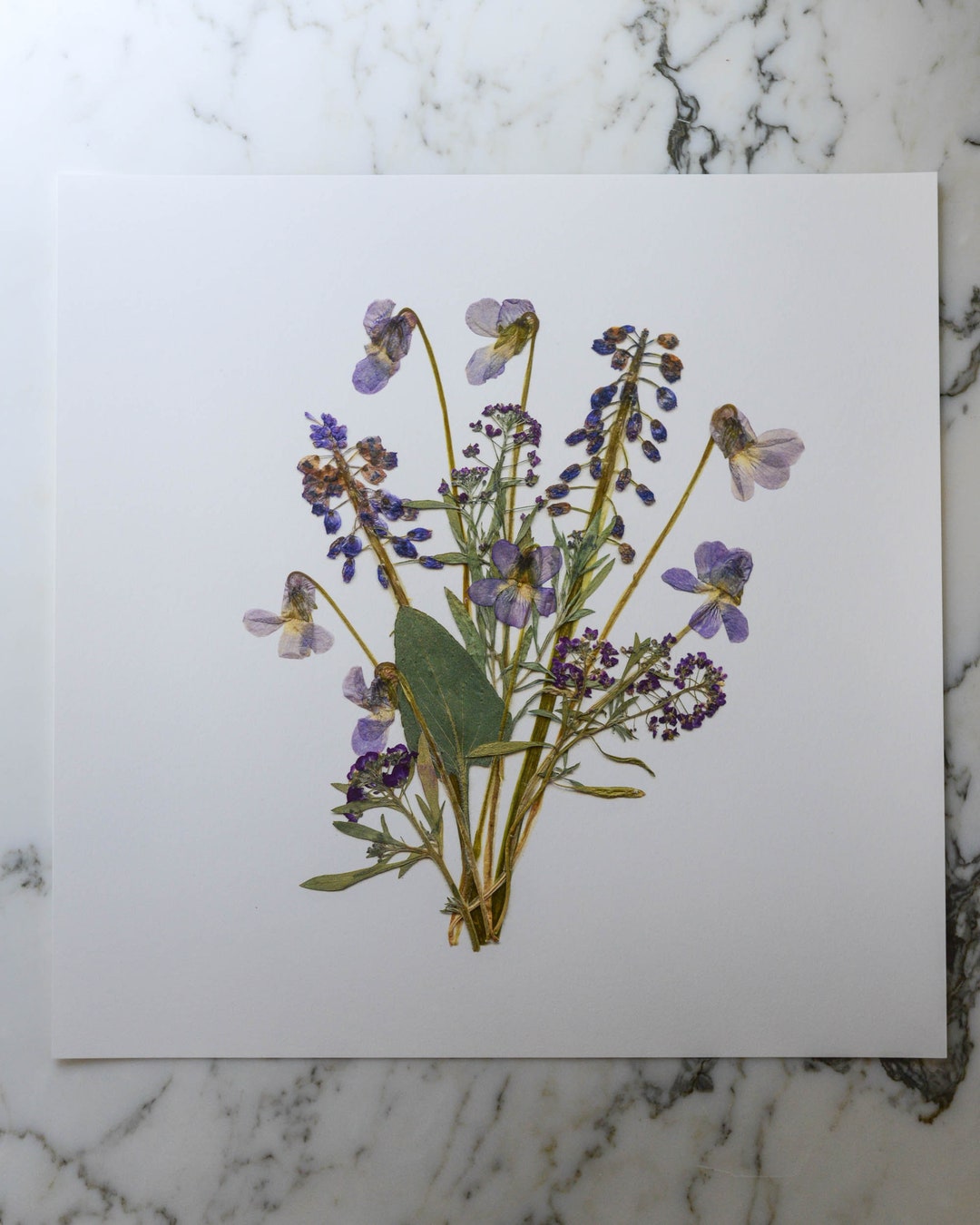 The February Bouquet | Print Artwork of Pressed Flowers | 100% Cotton ...