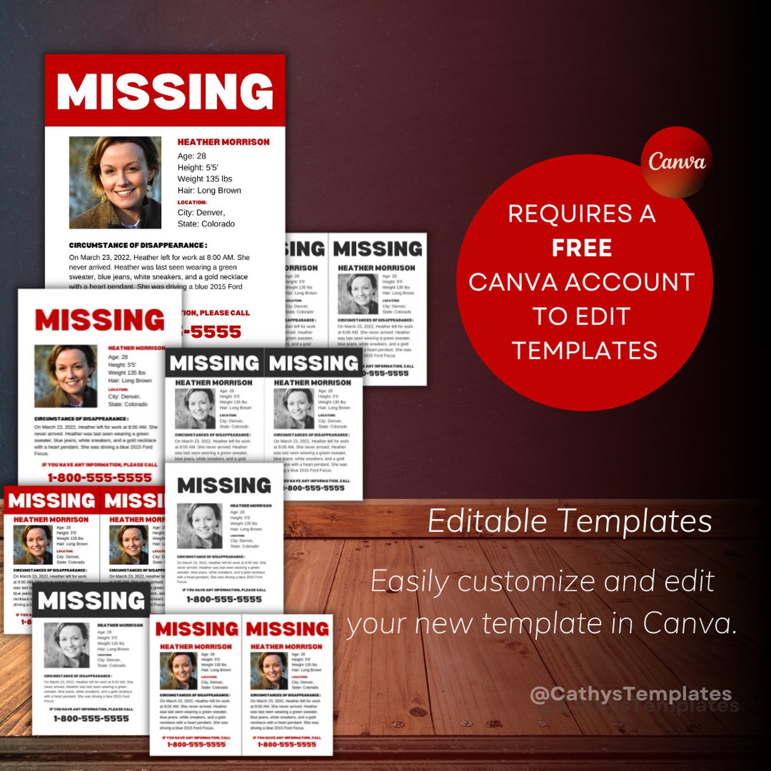 Missing Persons Poster Templates | Missing Person Flyer | Poster for ...