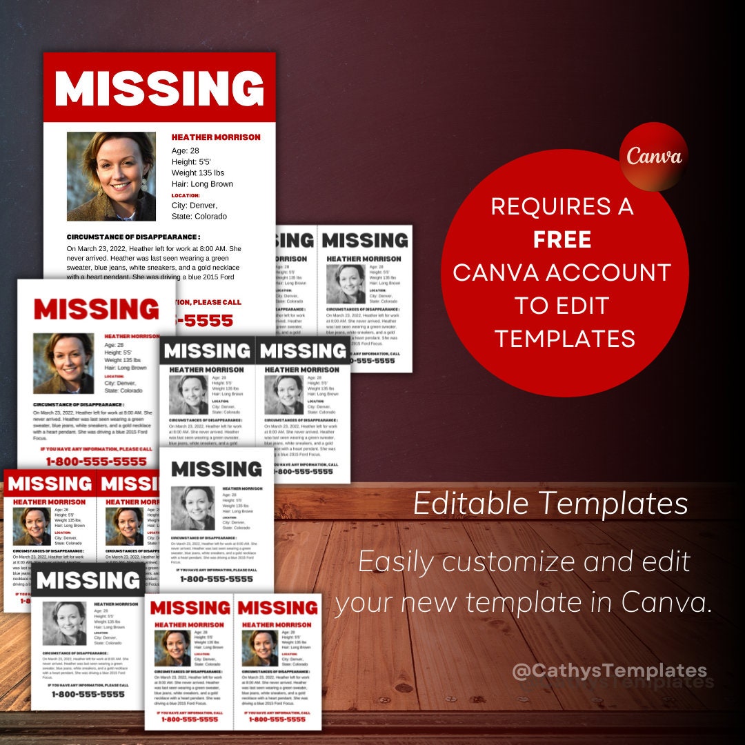 Missing Persons Poster Templates | Missing Person Flyer | Poster for ...