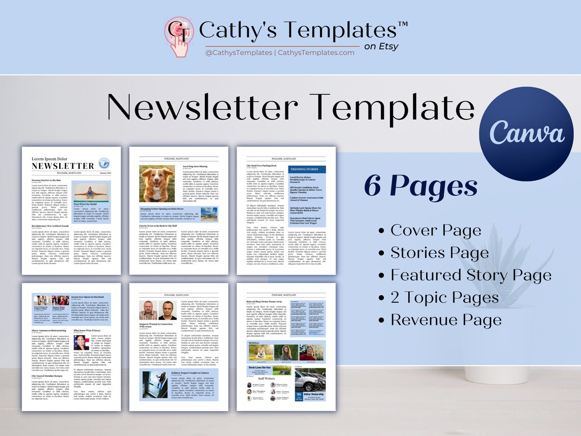 6-page Community Newsletter Template Town Newsletter 8.5 X - Etsy