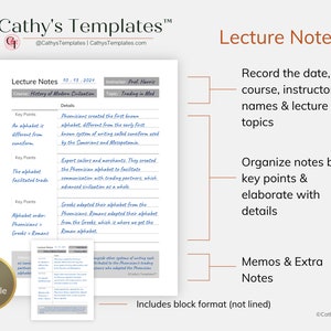 Printable University Notes Pages | Lecture Notes | Printable Citation ...