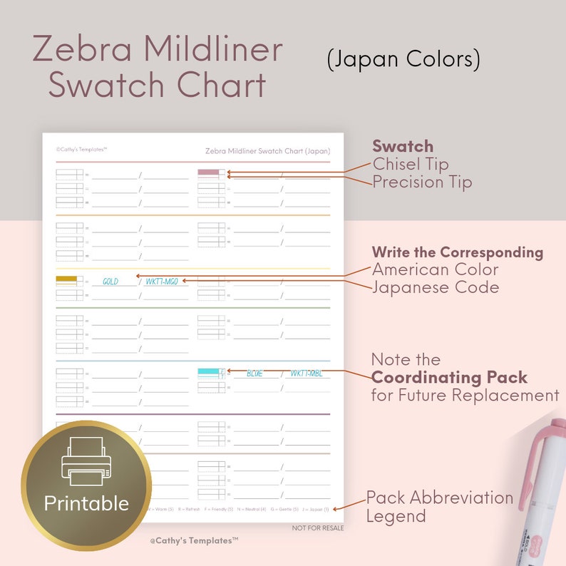 Zebra Mildliner Swatch Chart Japan Colors | Zebra Highlighter Swatch ...