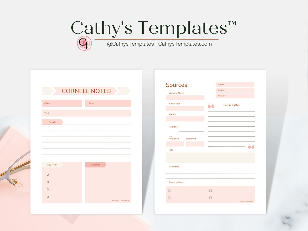 Cornell Notes & Source Citation Notes Printable | Printable Citation ...