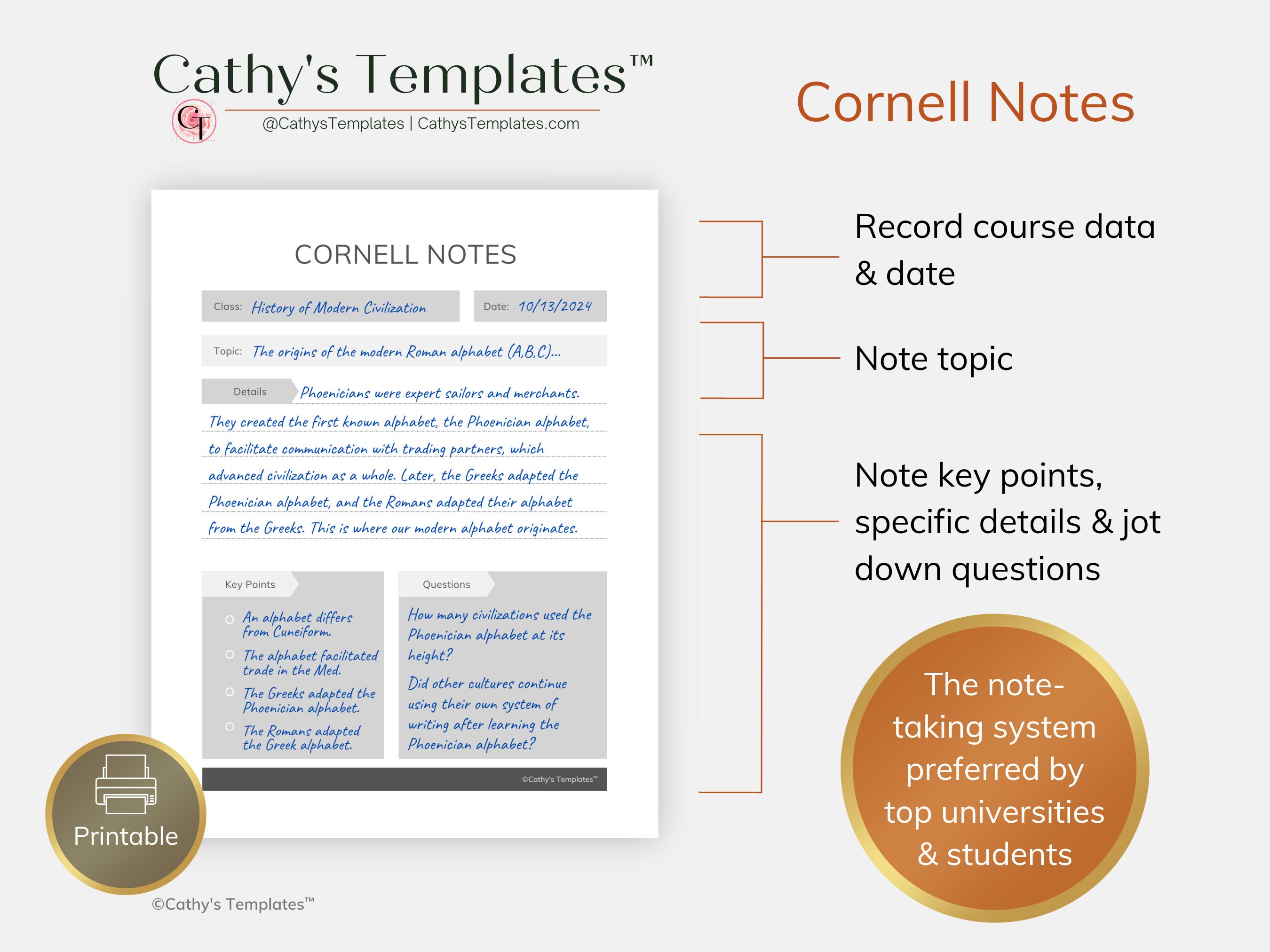Printable University Notes Pages | Lecture Notes | Printable Citation ...