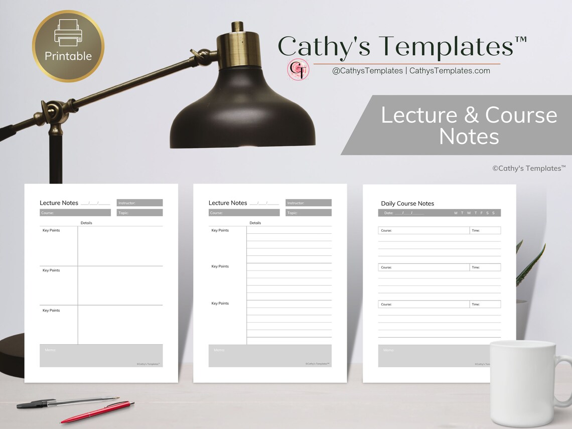 Printable University Notes Pages | Lecture Notes | Printable Citation ...