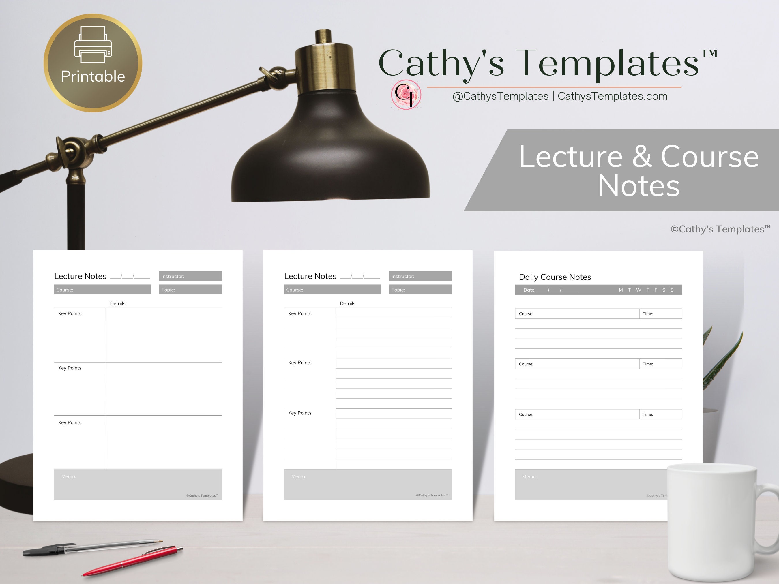 Printable University Notes Pages Lecture Notes Printable Citation Notes ...