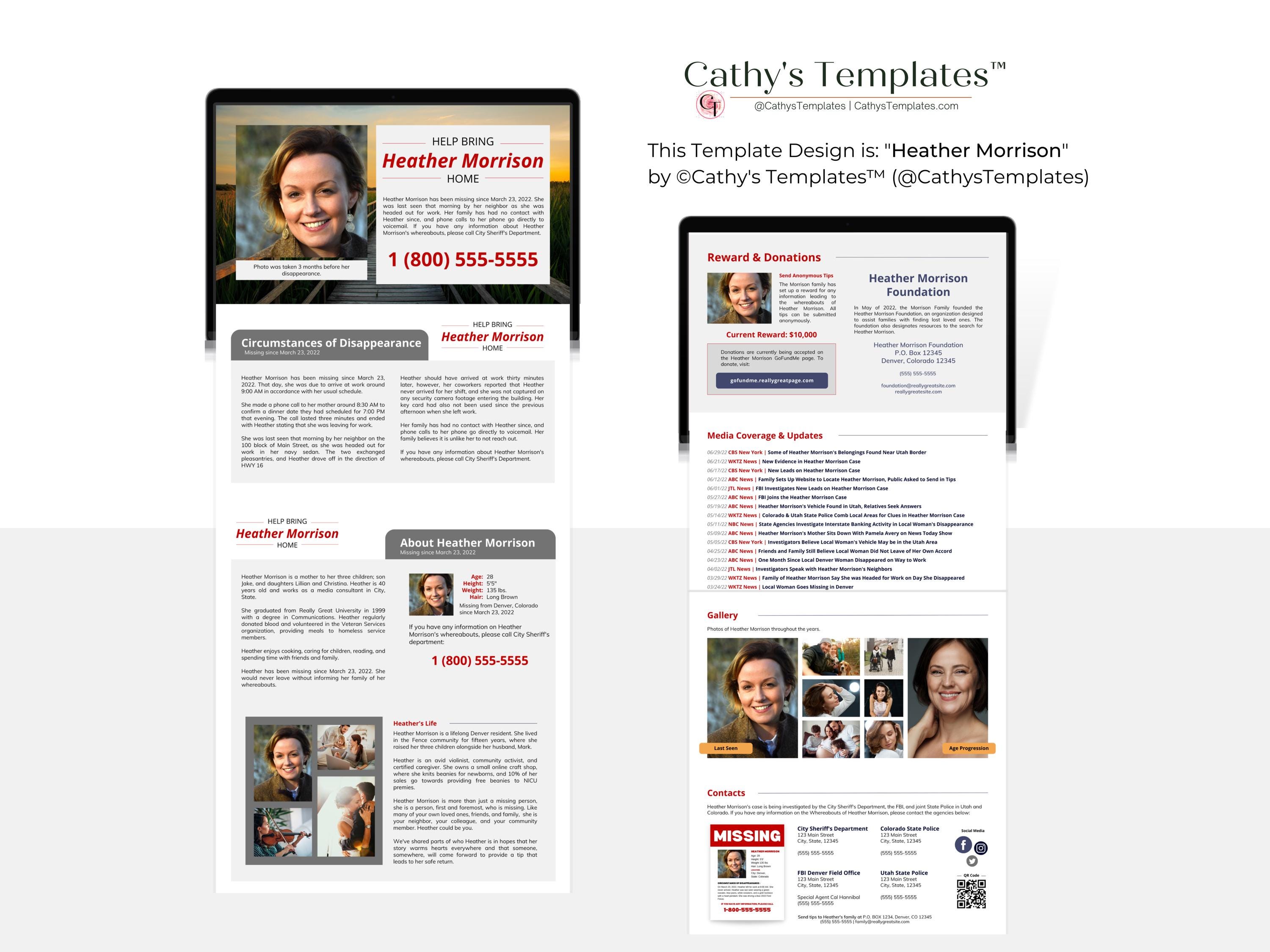 Missing Persons Website Template | Canva Website Template | One Page ...