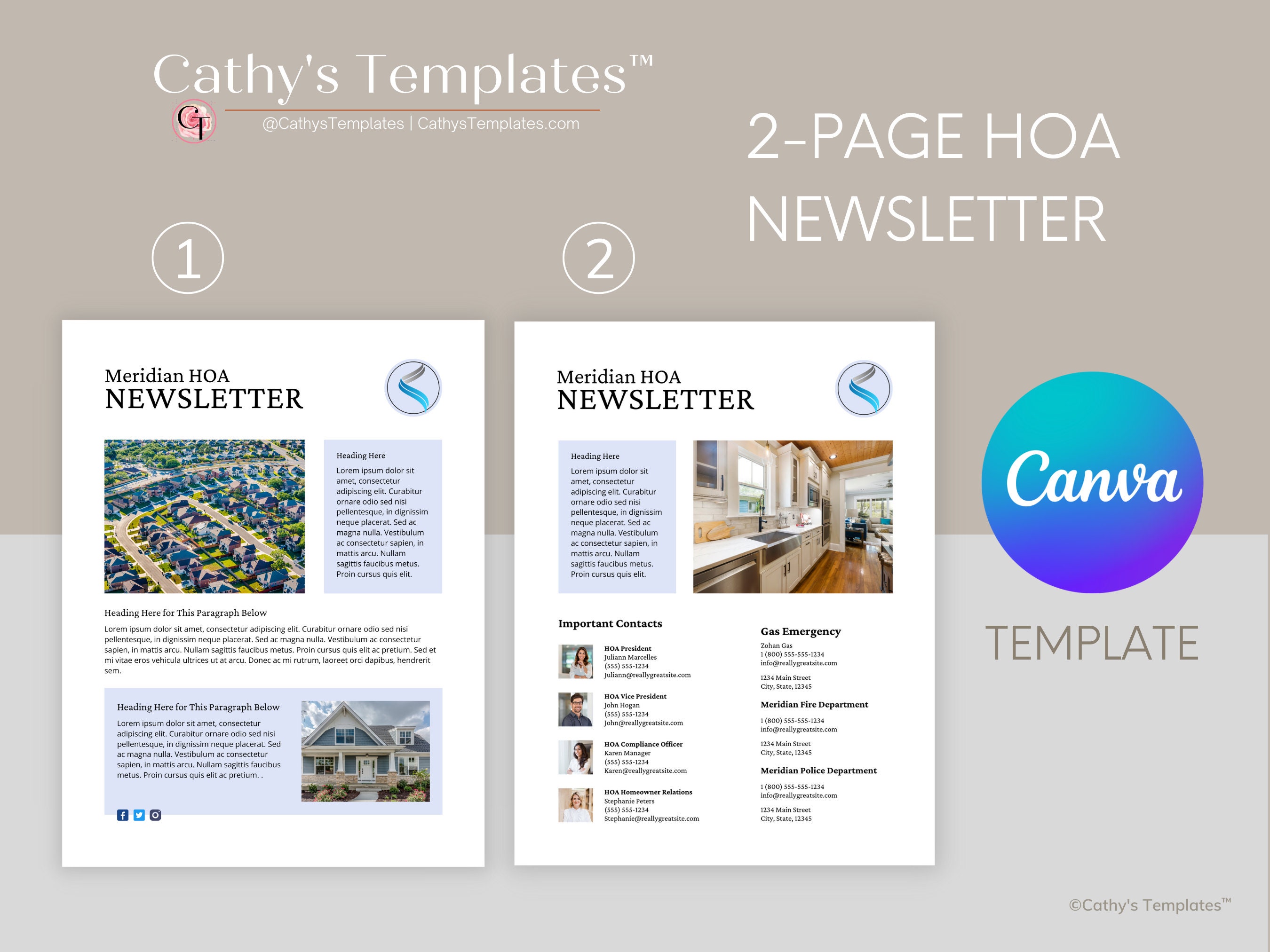 6 Page HOA Newsletter & Welcome Packet Template | Company Newsletter ...
