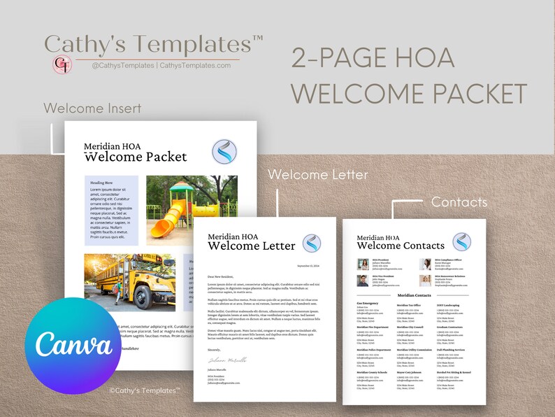 6 Page HOA Newsletter & Welcome Packet Template | Company Newsletter ...