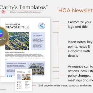 6 Page HOA Newsletter & Welcome Packet Template | Company Newsletter ...