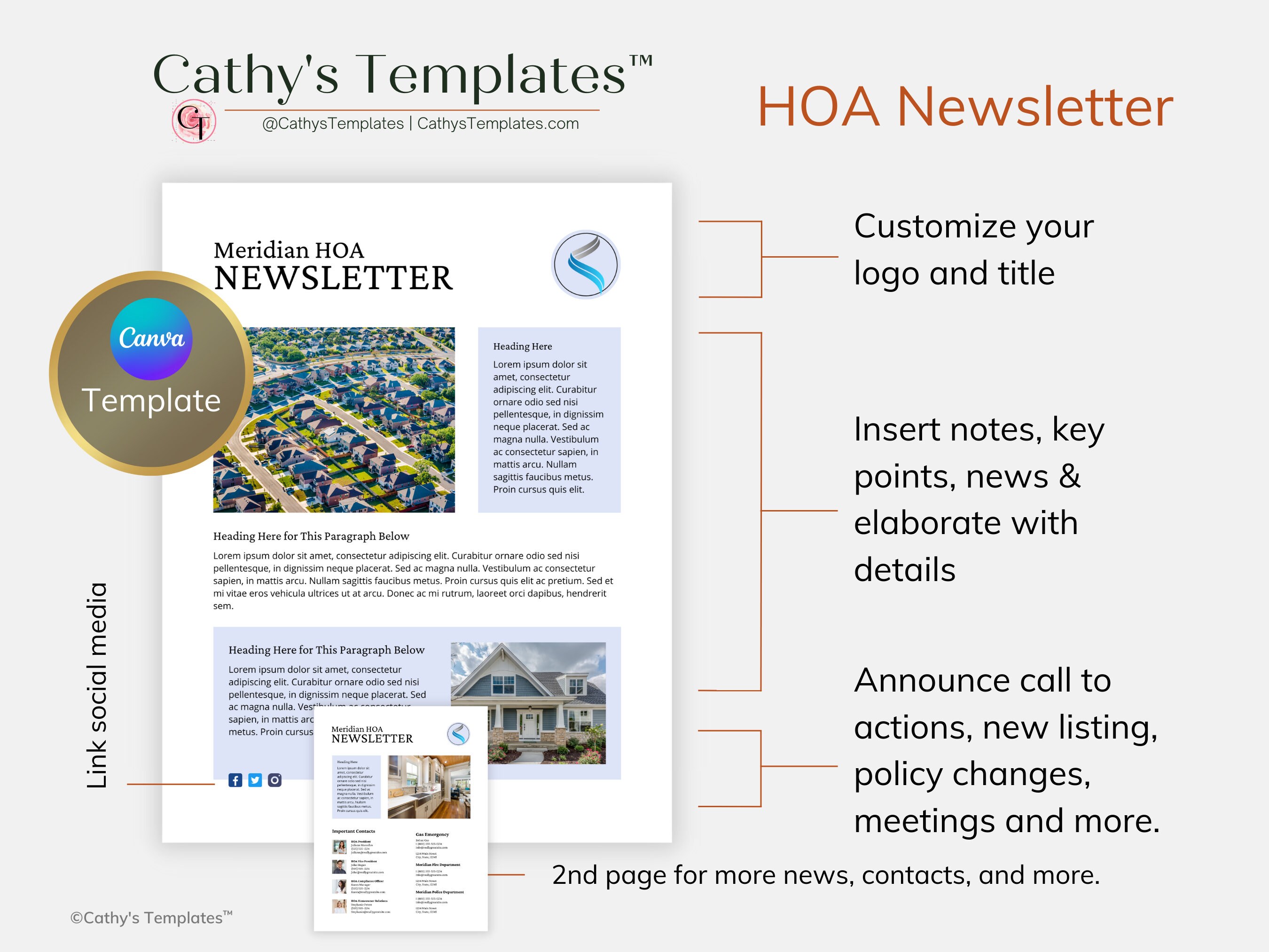 6 Page HOA Newsletter & Welcome Packet Template | Company Newsletter ...