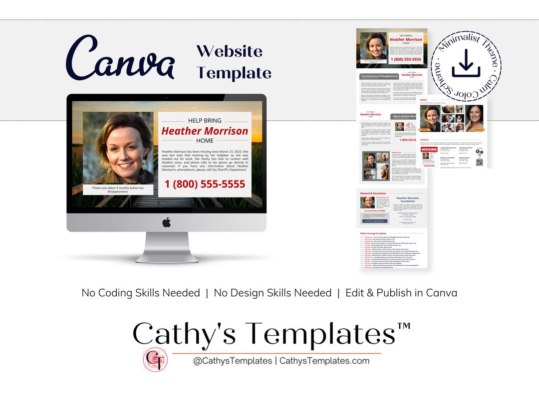 Missing Persons Website Template | Canva Website Template | One Page ...