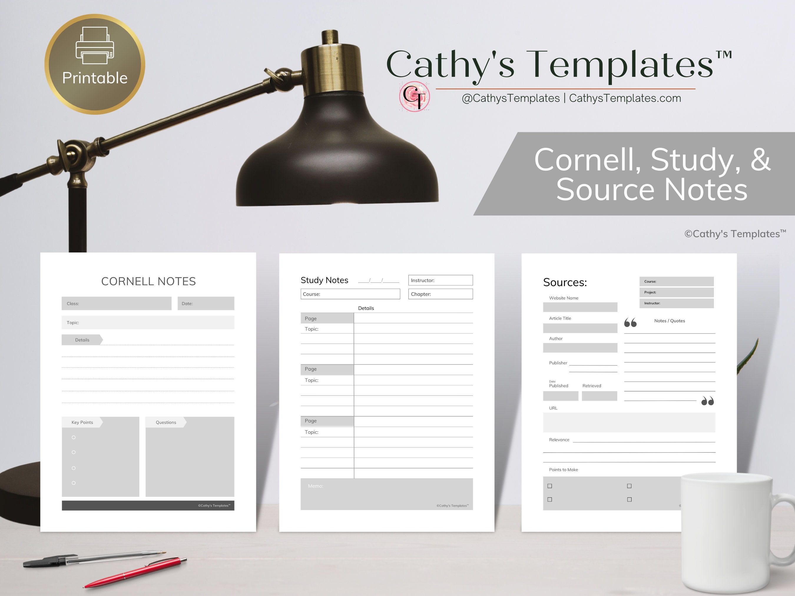 Printable University Notes Pages | Lecture Notes | Printable Citation ...