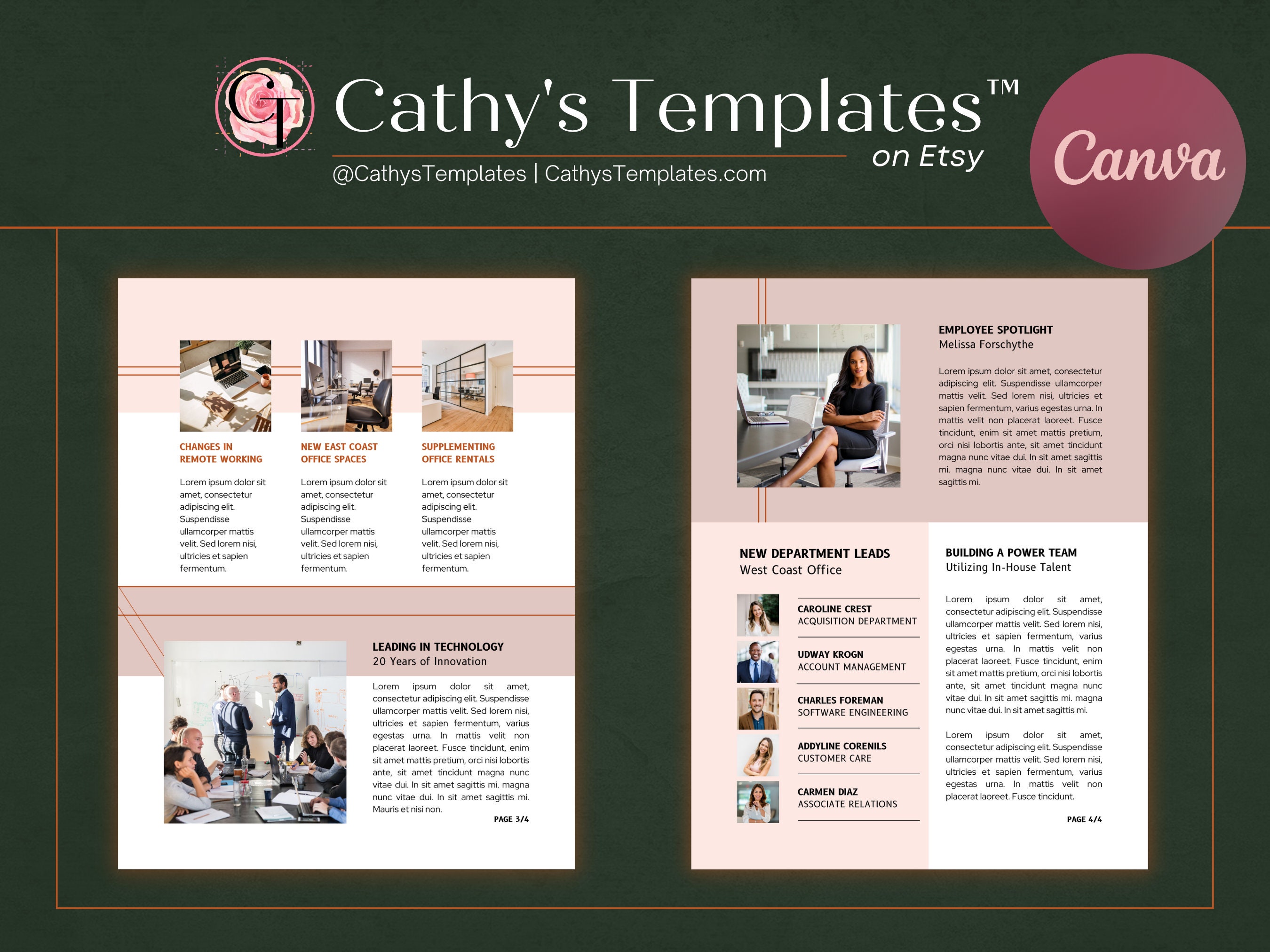 4 Page Newsletter Template | Company Newsletter | 8.5 X 11 Newsletter ...
