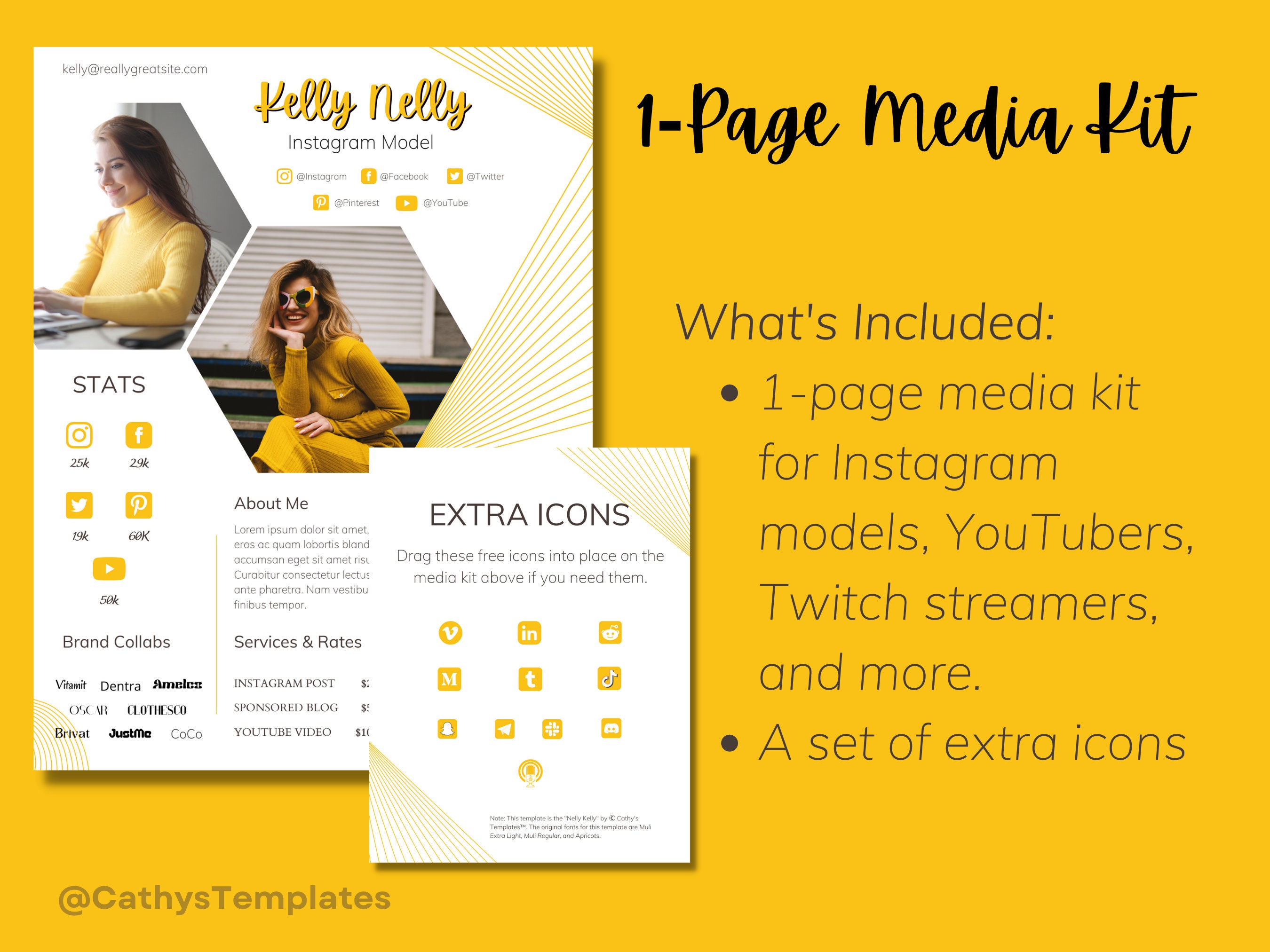 1-page Media Kit Editable Media Kit Template for Social Media ...
