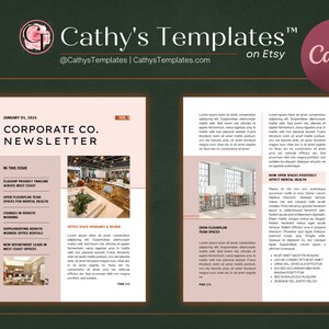 4 Page Newsletter Template | Company Newsletter | 8.5 X 11 Newsletter ...