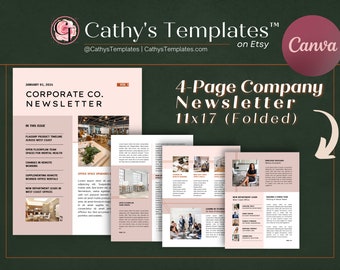 4 Page Newsletter Template Company Newsletter 8.5 X 11 Newsletter ...