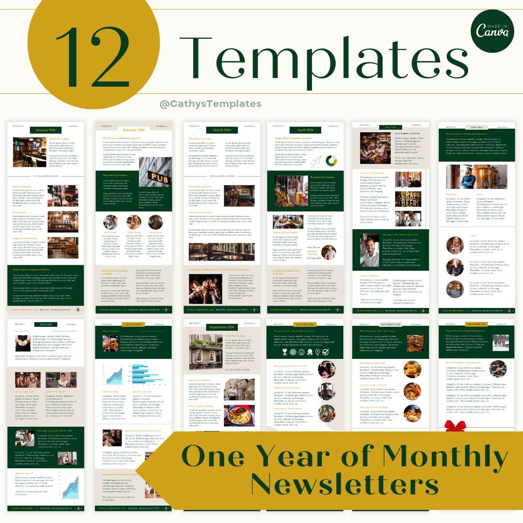 12 Monthly Newsletter Templates Canva Newsletters Internal News ...