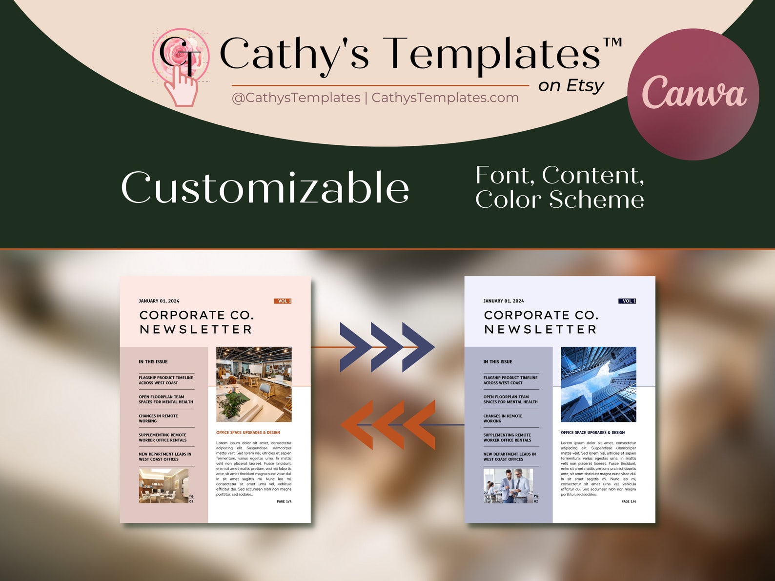 4 Page Newsletter Template | Company Newsletter | 8.5 X 11 Newsletter ...