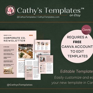 4 Page Newsletter Template | Company Newsletter | 8.5 X 11 Newsletter ...
