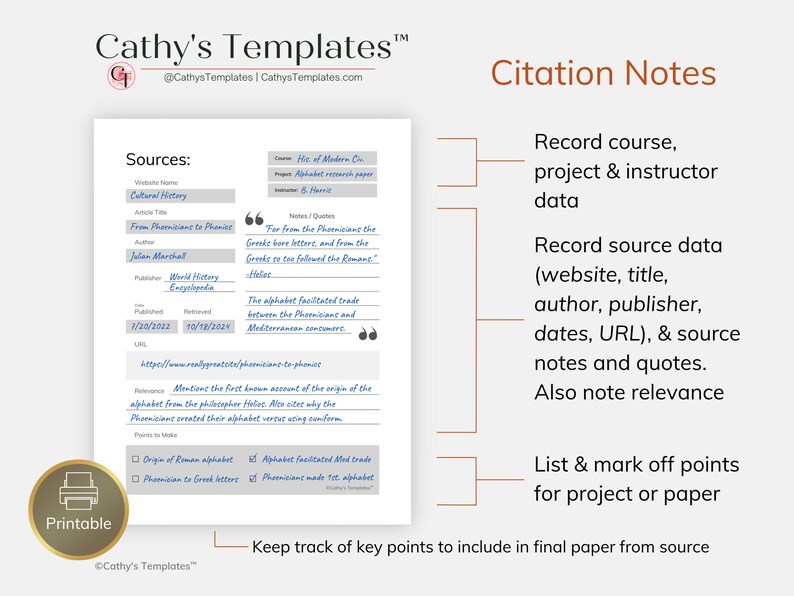 Printable University Notes Pages | Lecture Notes | Printable Citation ...