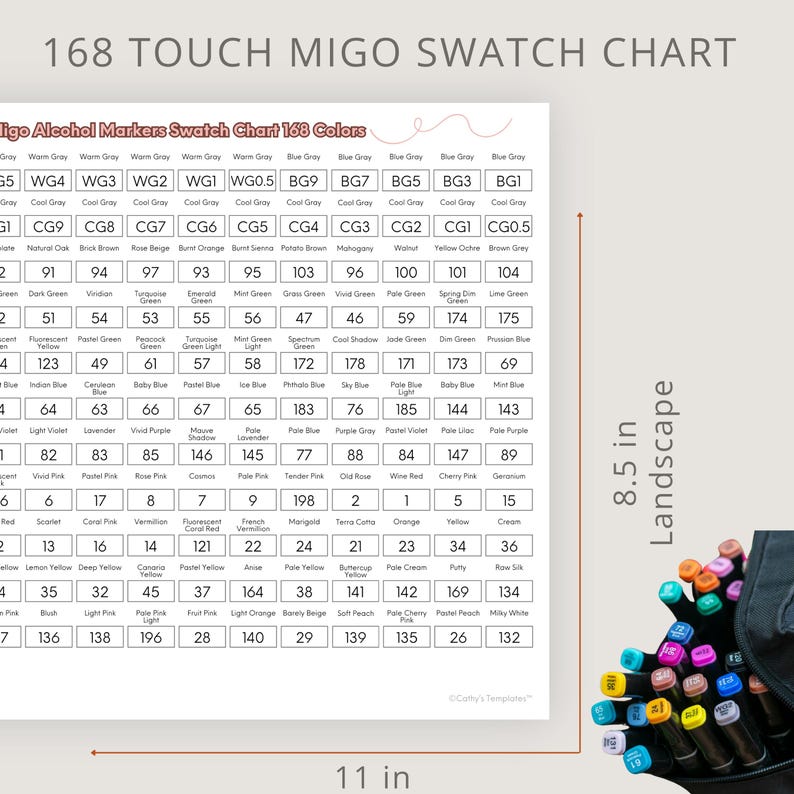 Touch Migo 168 Swatch Chart Alcohol Markers | Touch Migo Alcohol ...